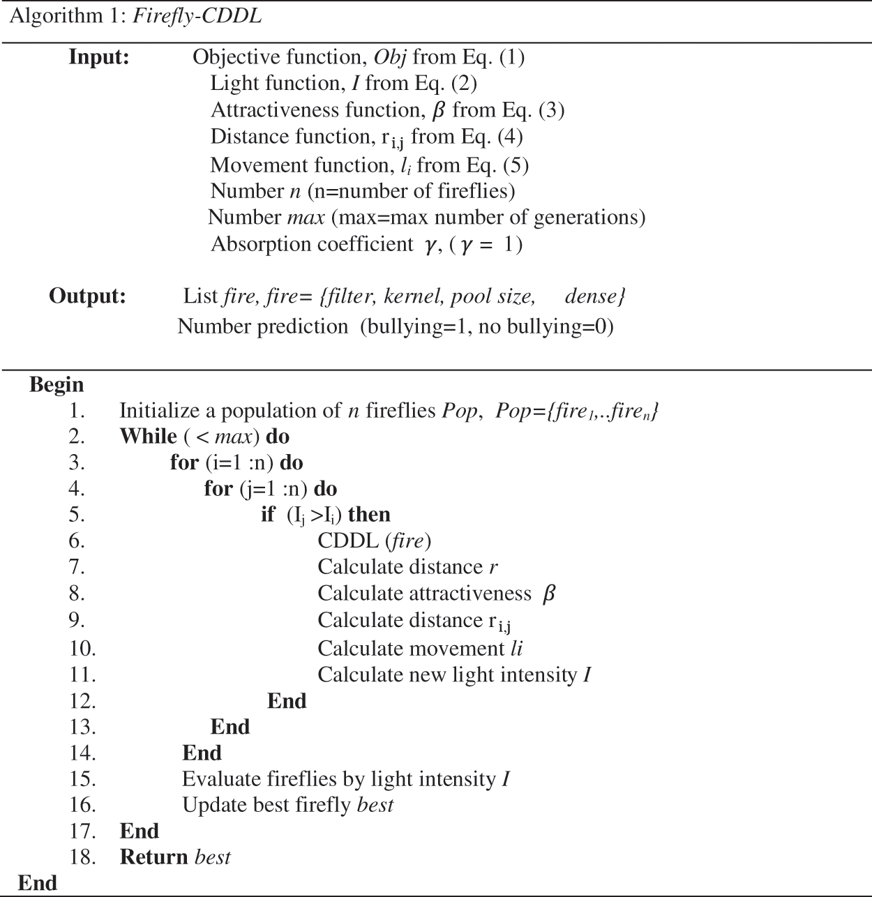 CMC | Free Full-Text | Firefly-CDDL: A Firefly-Based Algorithm for Cyberbullying Detection Based ...